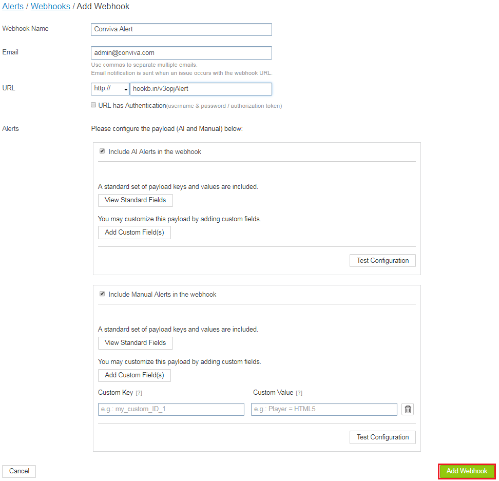 Setting Webhook Notifications